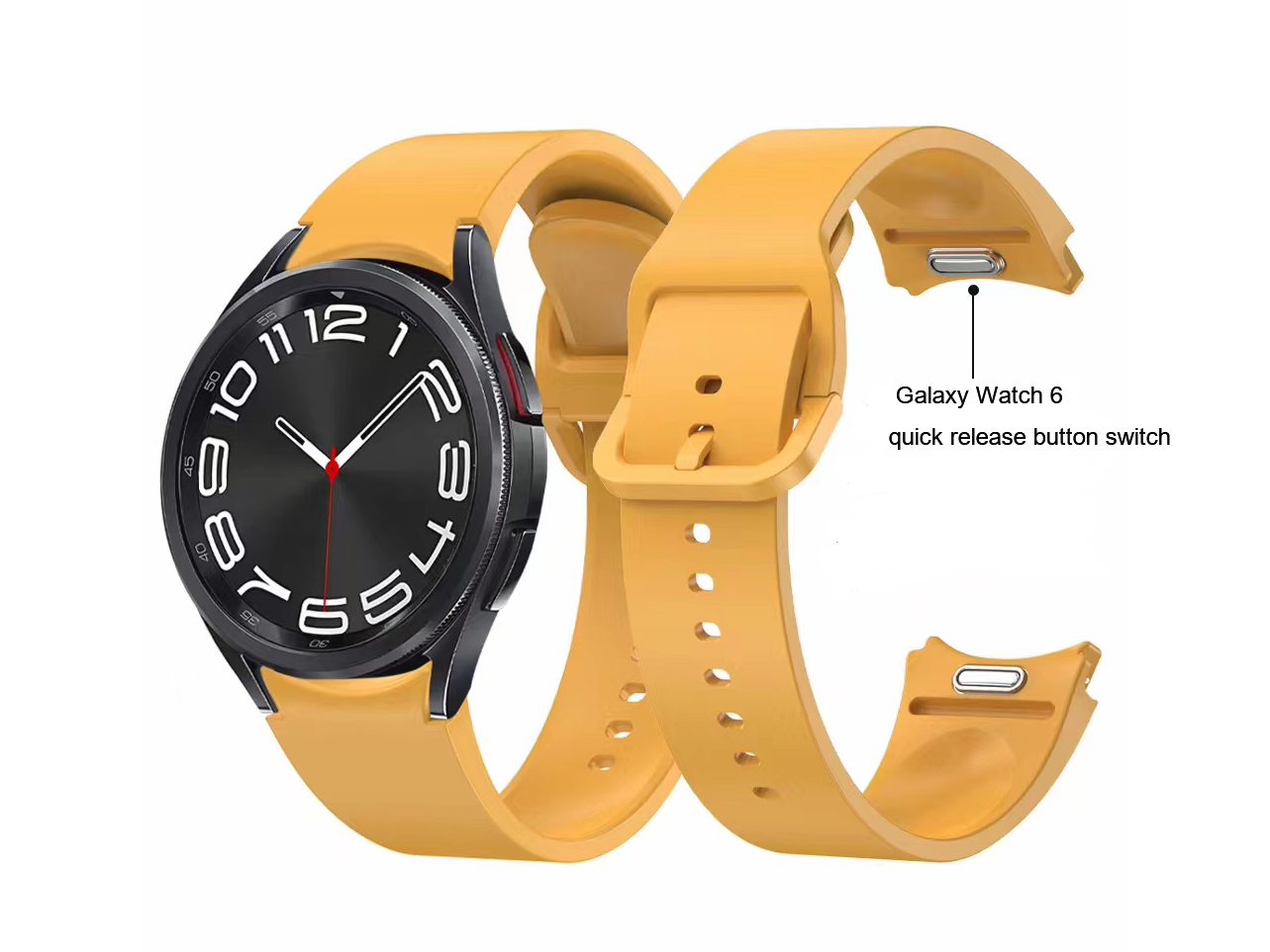 Galaxy watch 6 and watch 6 classic silicone band with button fasten and ...